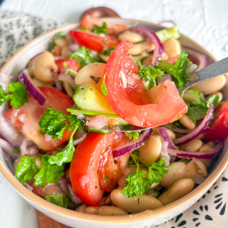 Easy Butter Bean Salad With Tomatoes and Cucumber Recipe - Just Simple ...